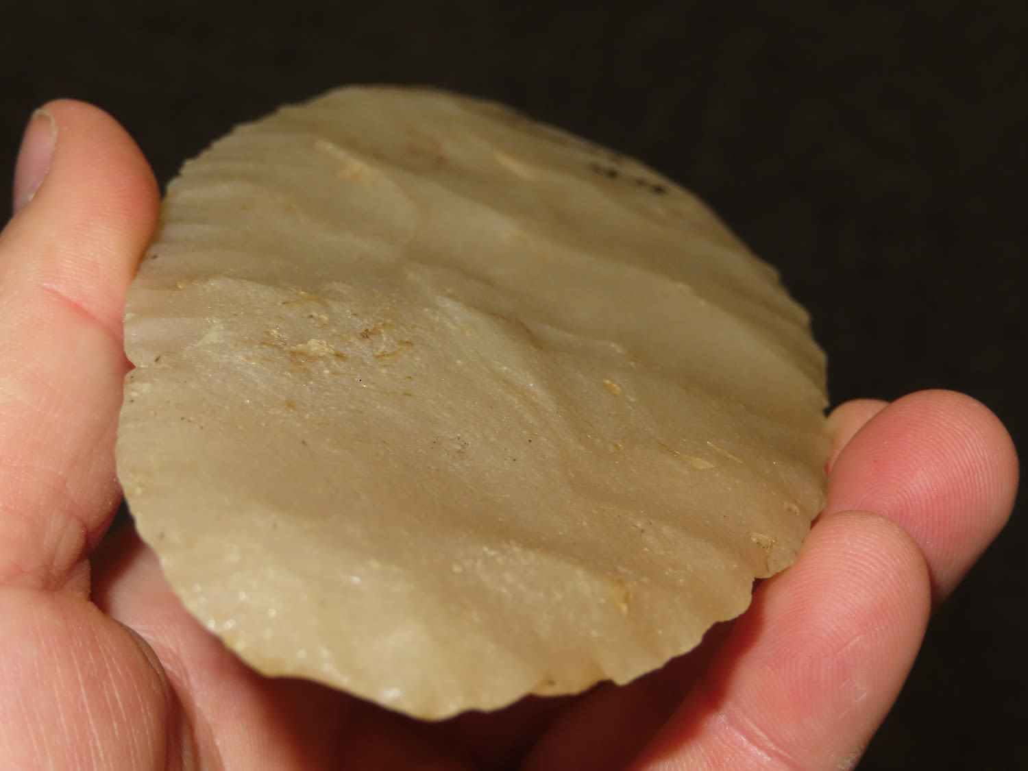 Lot 228 - 7 1/8" Paleo Clovis knife Hixton Quartz; Jerry Dickey COA, EX ...