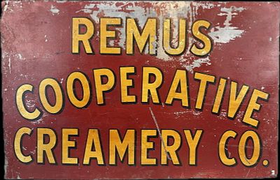 Lot 199 - 1940s Era Remus Creamery Painted Metal Farm Sign | Holler ...
