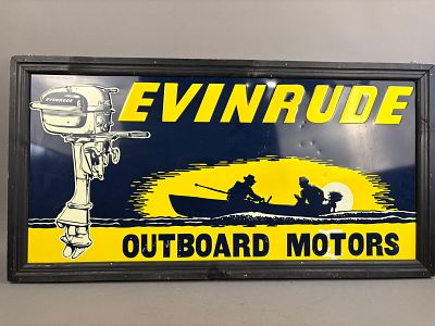 Lot 219 - Evinrude Embossed Outboard Motors Metal Sign | Holler ...