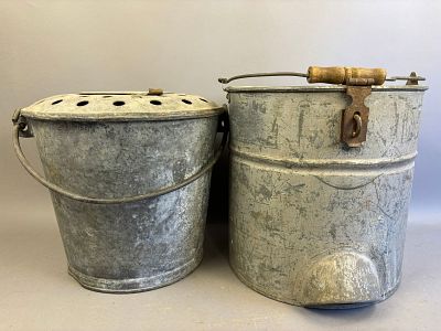Lot 312 - 2 Antique Homemade Galvanized Minnow Buckets | Holler ...