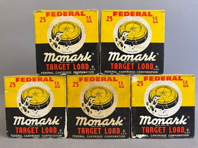 Lot 367 - 5 NOS Federal Monarch 12 Ga Shot Gun Shell Box | Holler ...