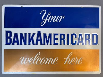 Lot 3 - NOS 60s DST Bank Americard Hanging Store Sign | Holler & Hammer ...
