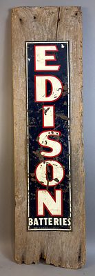 Lot 109 - Early Edison Batteries SST Advertising Metal Sign | Holler ...
