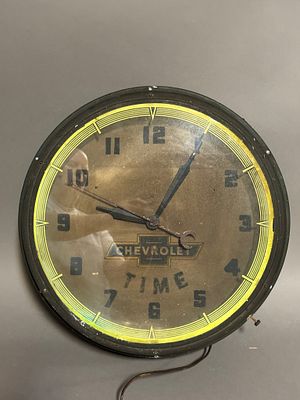 Lot 313 - 30s Chevrolet Time Dealership Electric Neon Clock | Holler ...