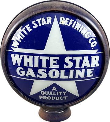 Lot 184 - Restored White Star Gasoline Gas Pump Globe w/ Metal Body ...