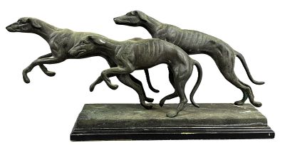 Lot 164 - Antique Early 20th Century Bronze Set Whippets w/ Marble Base ...