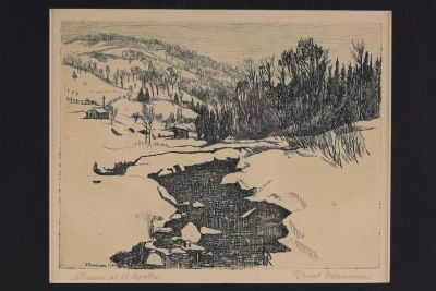 Lot 390 - Ernst Neumann Engraving St Agathe Landscape - Kavanagh Auctions