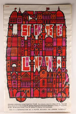 Lot 28 - Travel Poster Sightseeing London Transport Red Bus - Kavanagh ...