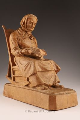 Lot 156 - Carved Seated Lady Jean Julien Bourgault Quebec - Kavanagh ...