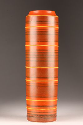 Lot 27 - MCM Raymor Italian Striped Orange Vase by Alvino Bagni ...