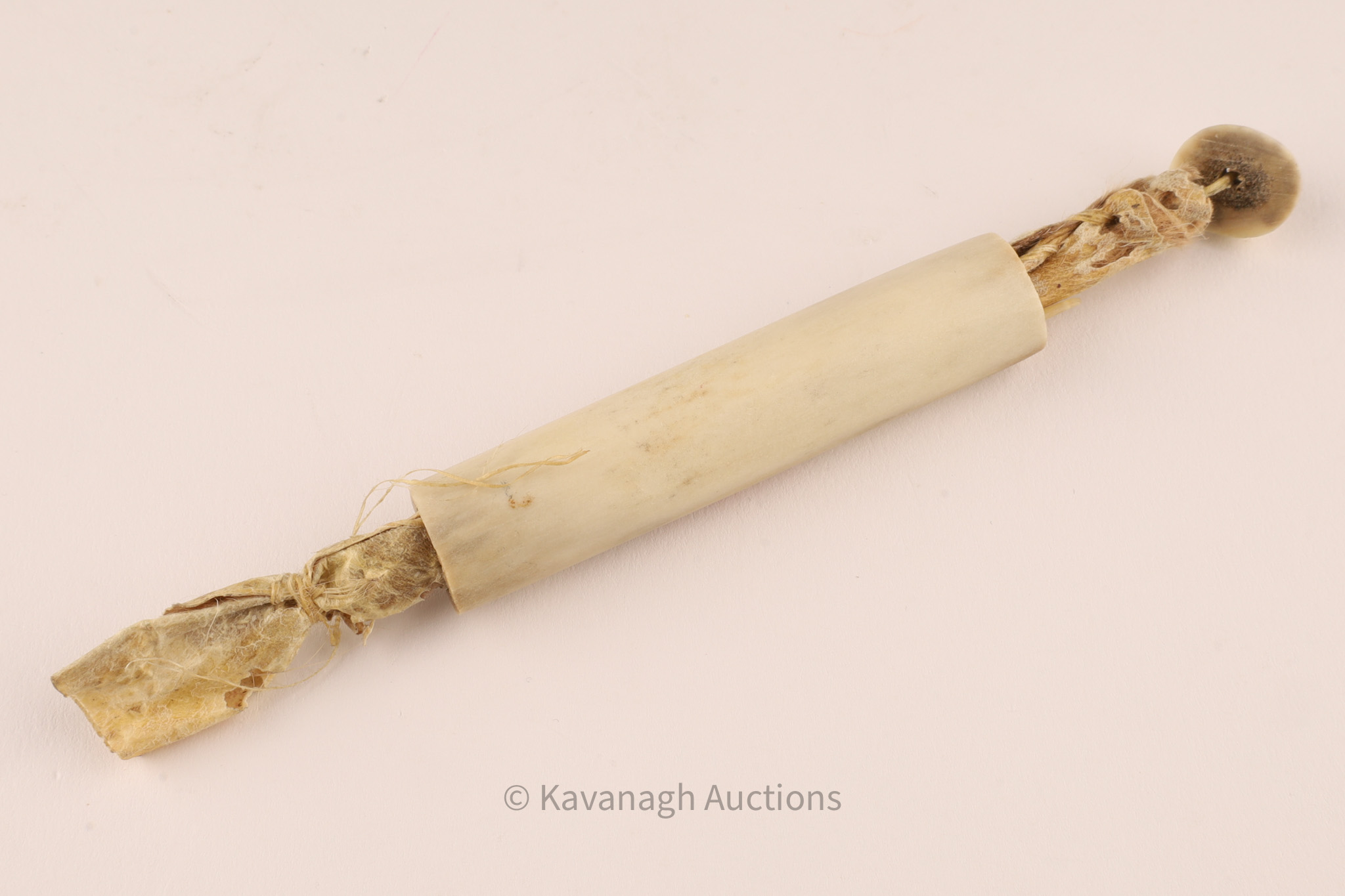 Lot 81 - Traditional Inuit seal-oil lamp wick holder (qulliq wick ...