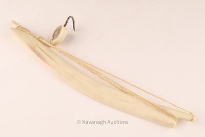 Lot 70 - Inuit Carved Bone Fishing Implement with Sinew and Hook ...