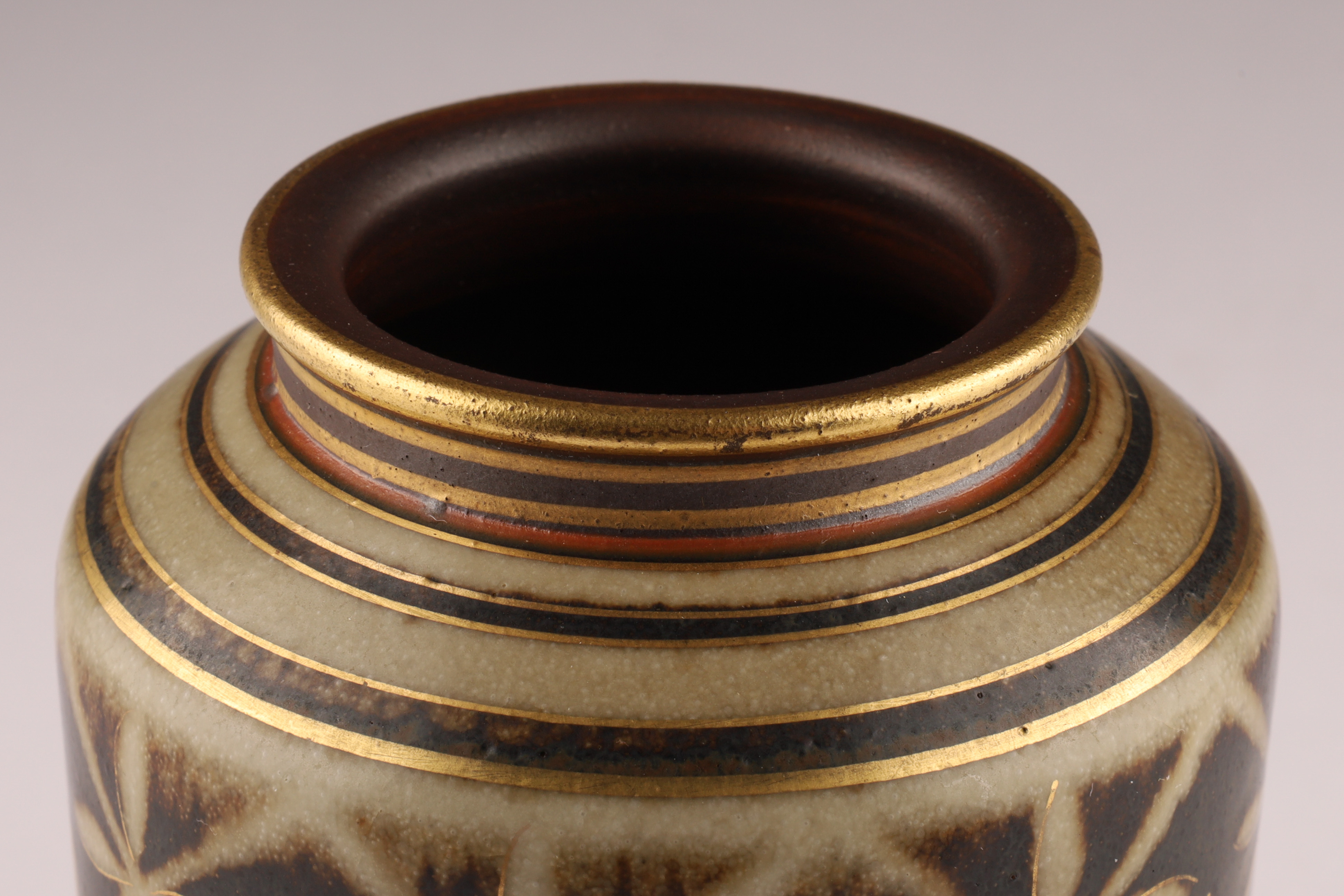 Lot 152 - Gunnar Nylund Rorstrand Flambe Vase with Gold Accents Art ...