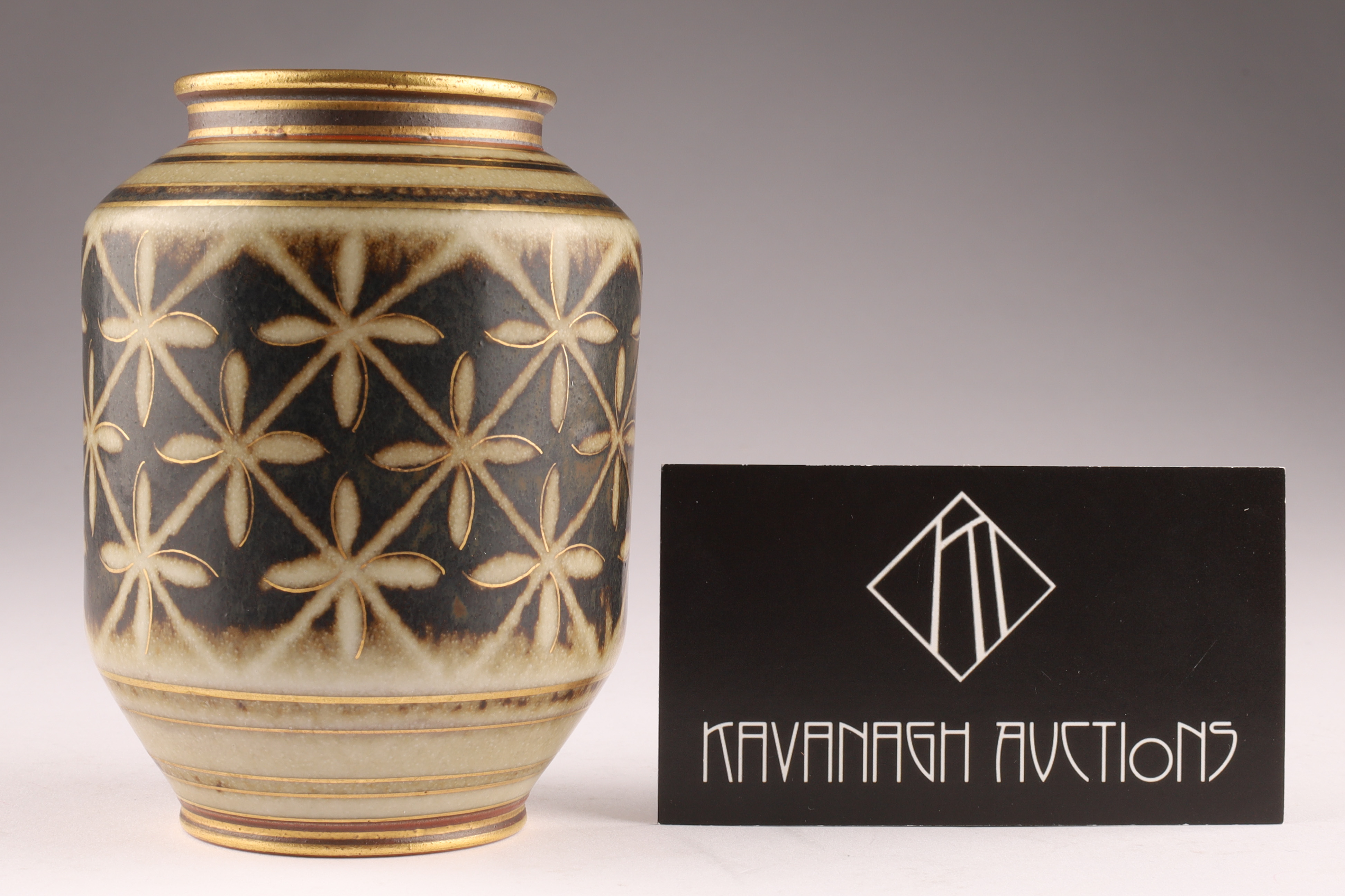 Lot 152 - Gunnar Nylund Rorstrand Flambe Vase with Gold Accents Art ...