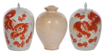 Lot 142 - Chinese Porcelain Lidded Jars | Leonard Auction Company