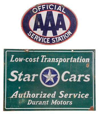 Lot 417 - Automotive Double Sided Enameled Metal Advertising Signs ...