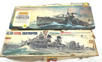 Lot 159 - 2 Model Ship Kits Matchbox - PK-901 Corvette/Lindberg - Blue ...