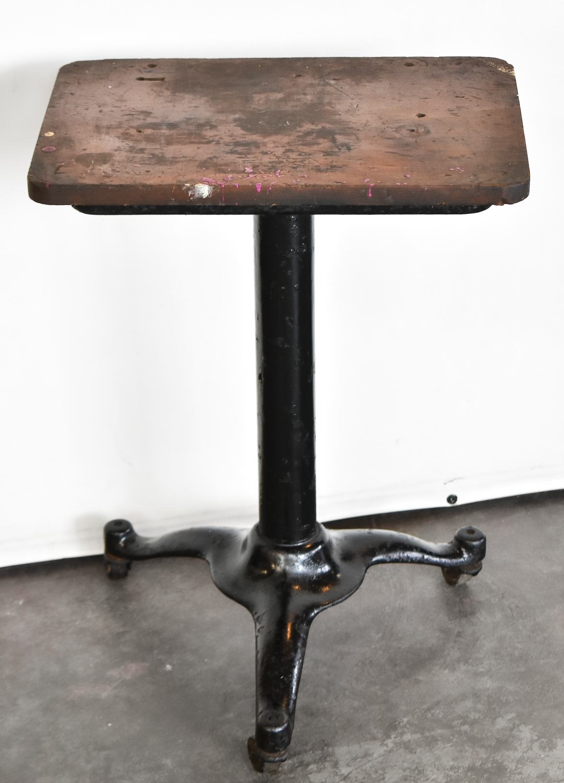 Lot 200 - ANTIQUE INDUSTRIAL CAST IRON WORK TABLE WITH WOODEN TOP ...
