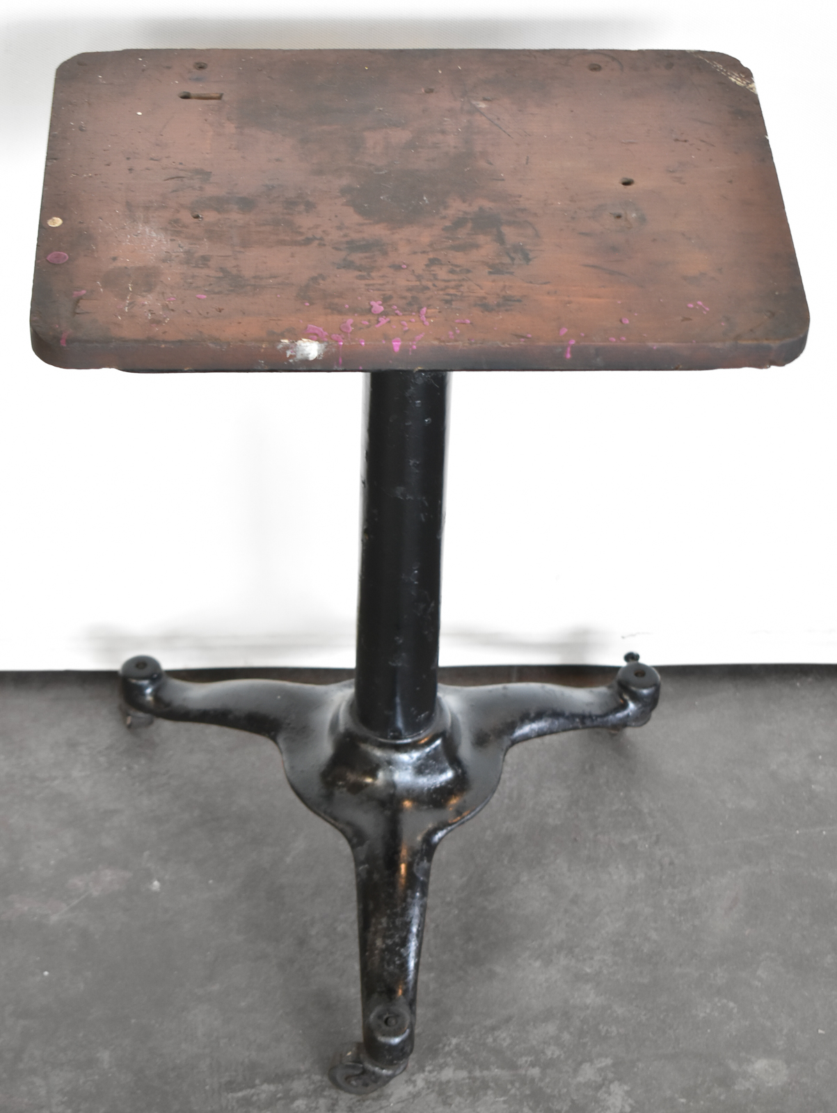 Lot 200 - ANTIQUE INDUSTRIAL CAST IRON WORK TABLE WITH WOODEN TOP ...
