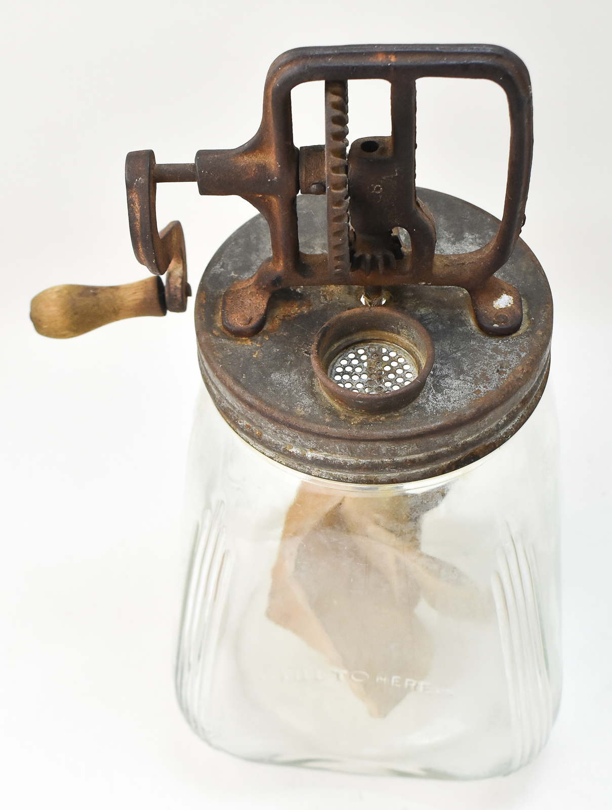 Lot 257 - VINTAGE GLASS BARREL PICKLE JAR AND STANDARD CHURN COMPANY ...