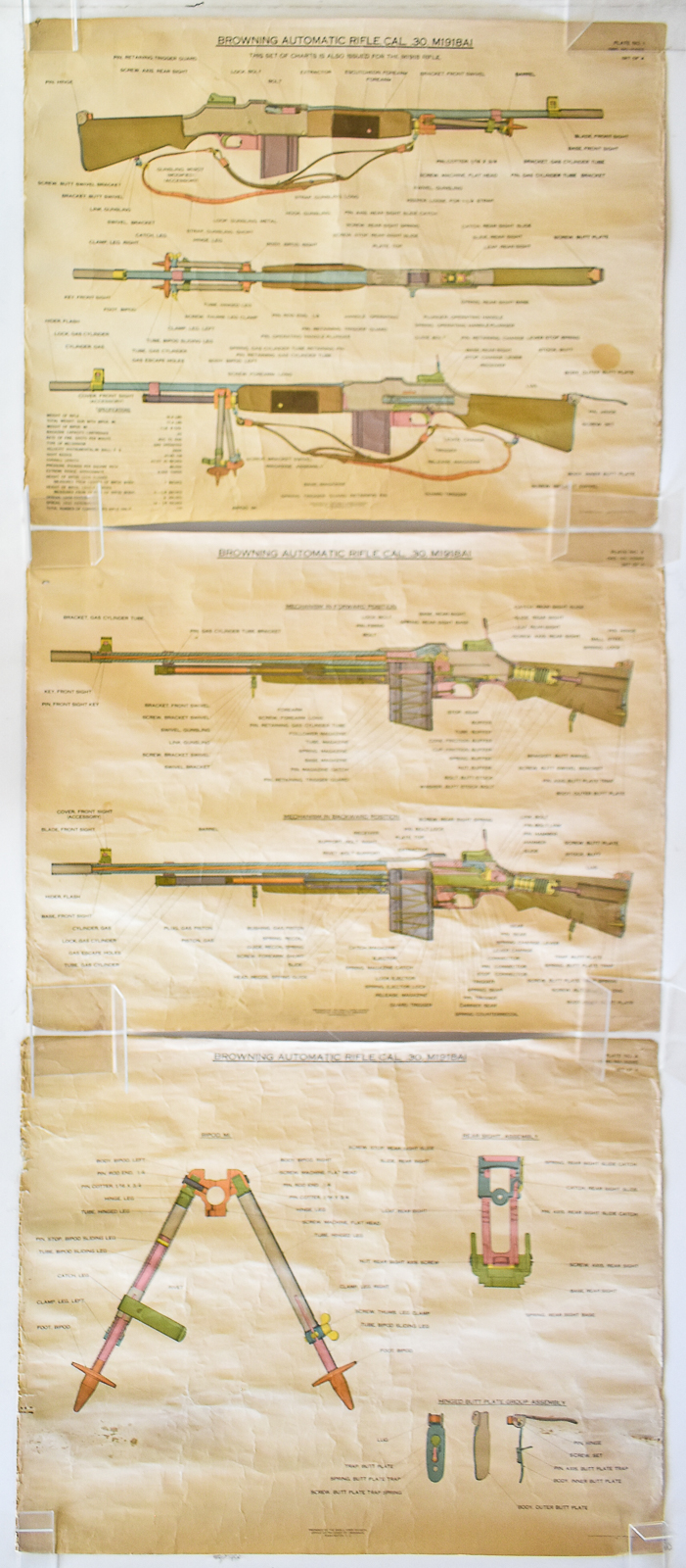 Lot 438 - THREE U.S. ARMY BROWNING AUTOMATIC RIFLE M1918A1 SCHEMATIC ...