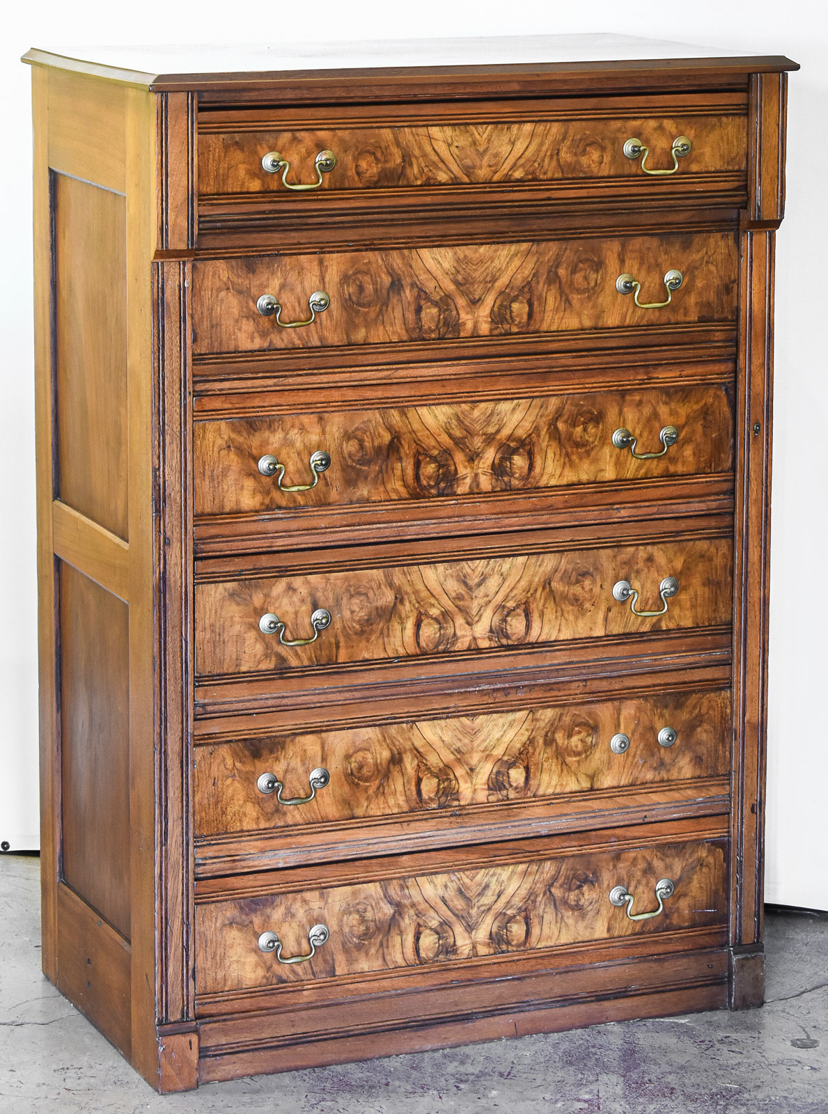 Lot 308 - VICTORIAN WALNUT & BURL LOCKSIDE SIX-DRAWER CHEST | McLaren ...