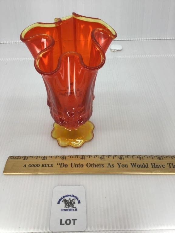Lot 155 - ORANGE FENTON VASE 6 INCHES TALL | Mollett Auctions