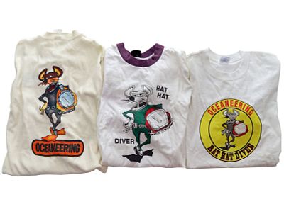 Lot 107 – Three Vintage Oceaneering Rat Hat Diving Helmet Shirts ...