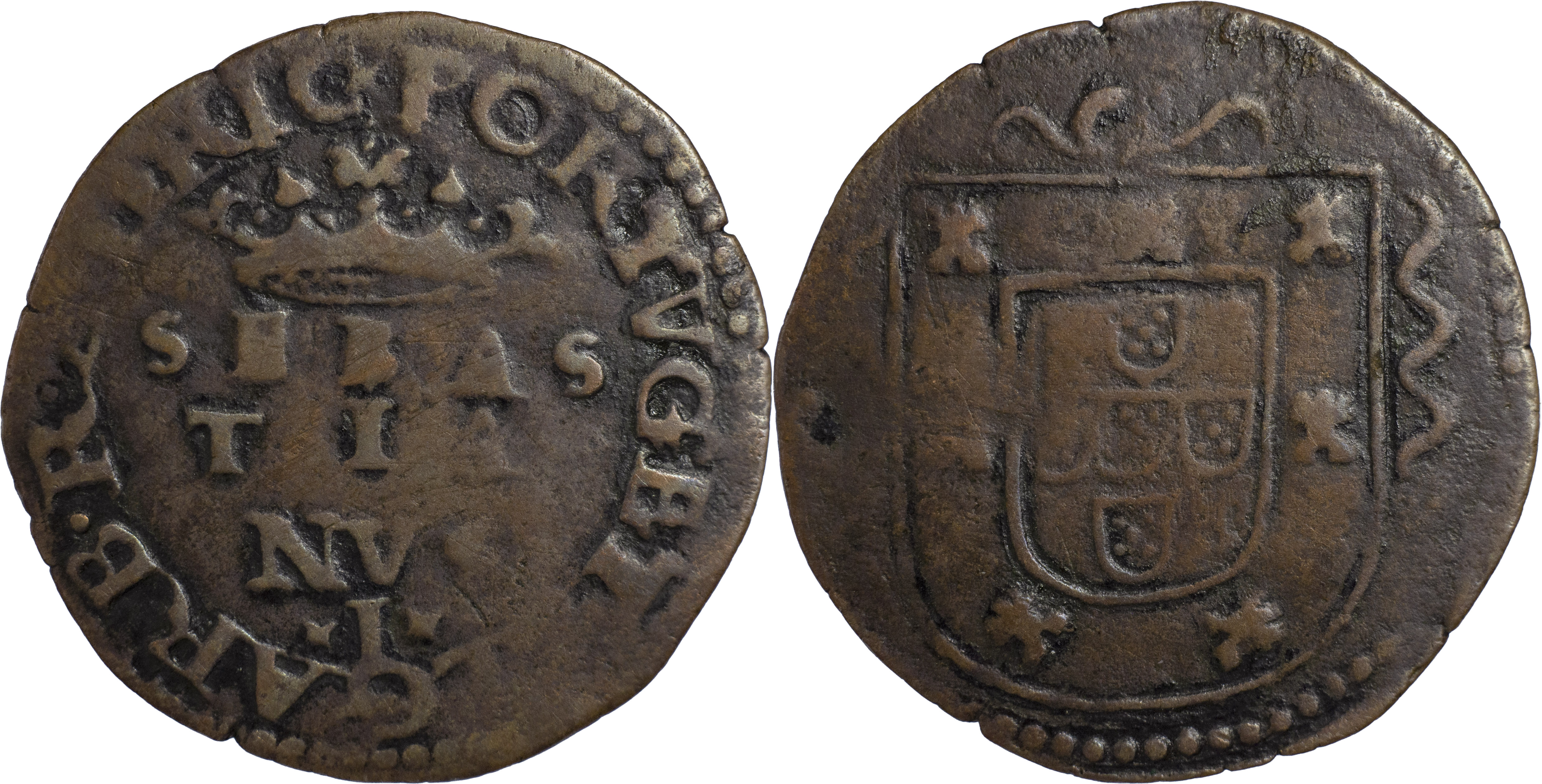 Lot 55 – D. Sebastião I – 3 Reais Lisboa Cobre. – Portuscalle Numismatica
