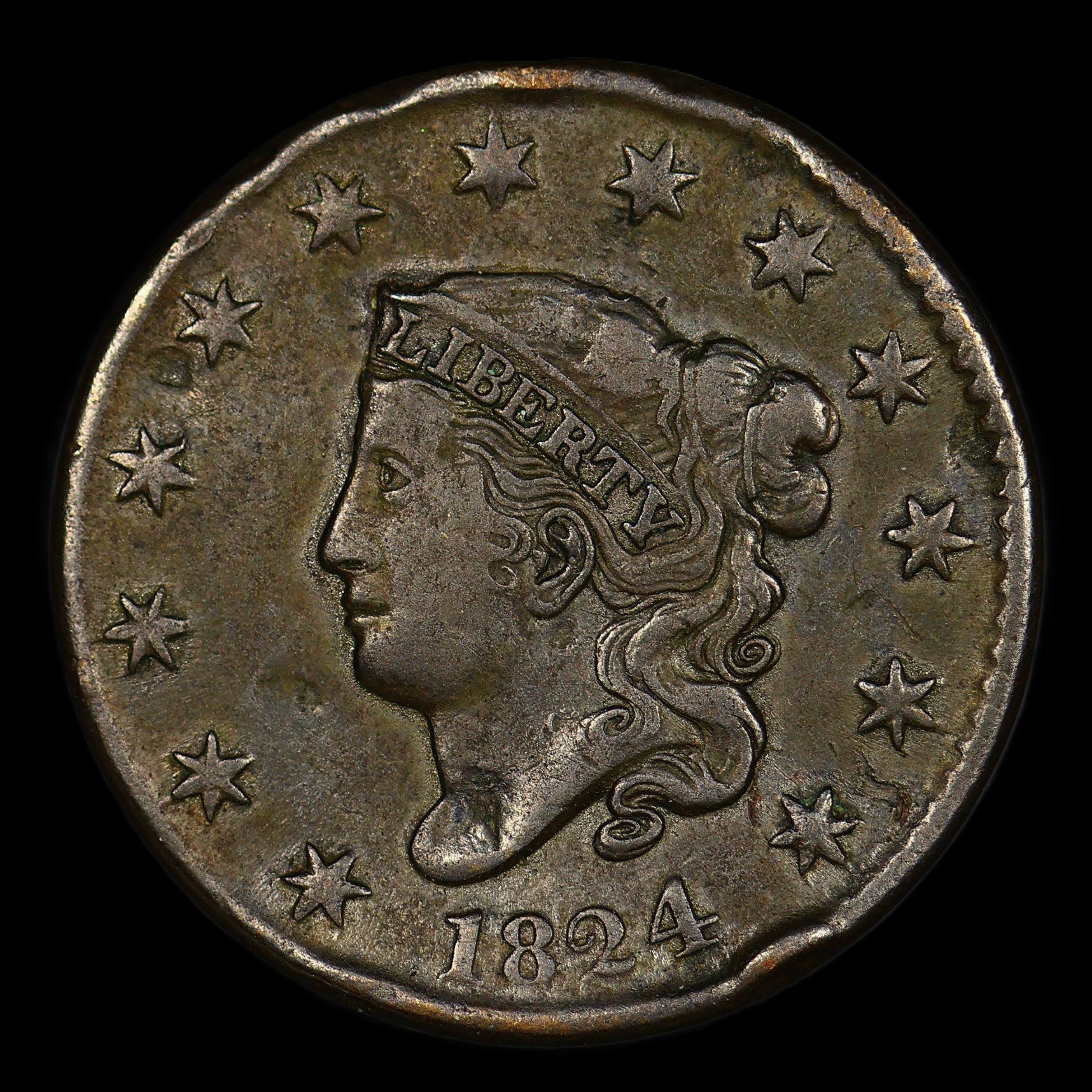 Lot 142 - 1824 Large Cent Rotated Die VF Details SEMI KEY | Rare ...