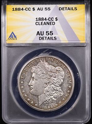 Lot 198 - 1884 CC Morgan Dollar ANACS AU 55 Details Toned | Rare ...