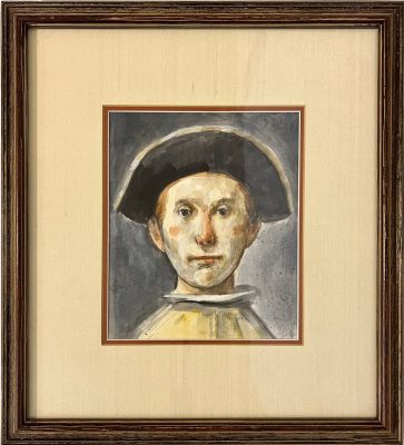 Lot 1 - Raymer, Lester (1907-1991) watercolor, 1984 "Clown Head" - Red ...