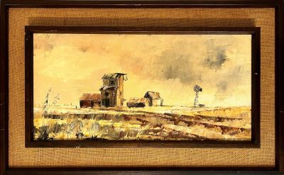 Lot 23 - Gethen, Ann, oil on canvas, 1980 "Kansas Elevator" - Red Barn ...