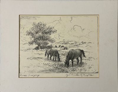 Lot 36 - Rogers, Charles (1911-1987) lithograph, "Horses Grazing" - Red ...