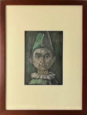 Lot 30 – Raymer, Lester (1907-1991) clown head, crayon resist – Red ...