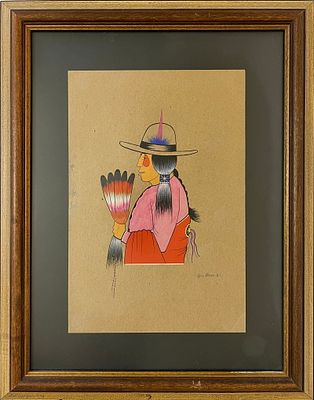 Lot 118 – Big Bow, Woody (1914-1988) Native American man-profile, 1931 ...