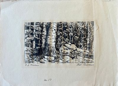 Lot 4 – Malm, G.N (1869-1928) Old Birches, etching – Red Barn Studio