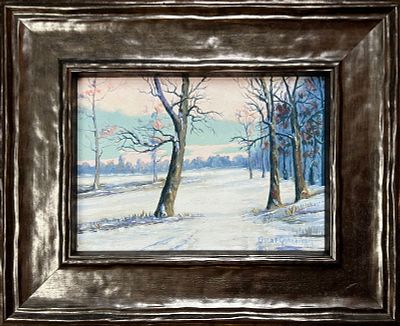 Lot 115 – Gunnerson, Oscar (1884-1962) snow and trees, oil on canvas ...