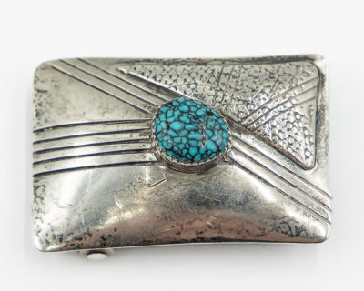 Lot 22 - Begay Navajo Sterling Turquoise Belt Buckle | Retro Roadshow ...