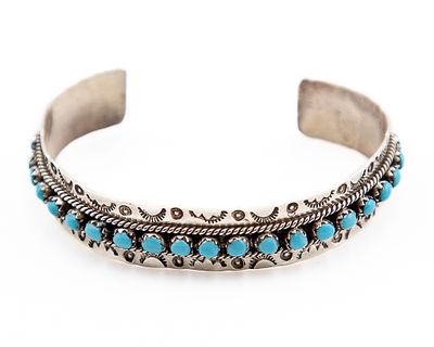 Lot 352 - Jason & Pearl Ukestine Zuni Sterling Snake Eye Turquoise Cuff ...