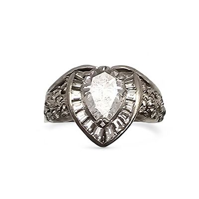 Lot 333 - NEJ Cubic Zirconia Sterling Silver Cocktail Ring Size 7.5 6.8 ...