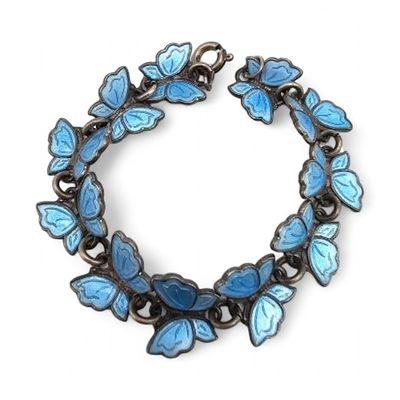 Lot 375 – Denmark MEKA Guilloche Enamel Sterling Silver Blue Butterfly ...