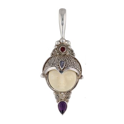 Lot 434 - Sajen Moon Goddess Amethyst Garnet Tourmaline Sterling ...