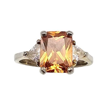 Lot 34 - FAS Rhinestone Gold Over Sterling Silver Cocktail Ring Size 7 ...