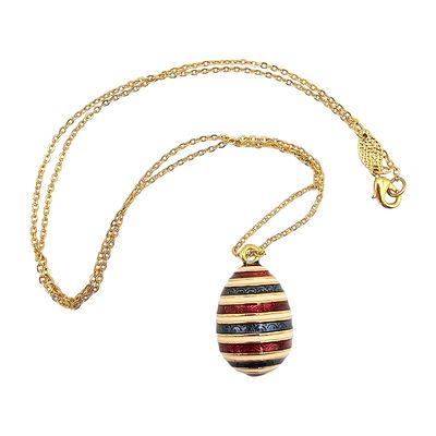 Lot 273 – Peter Carl Faberge Enamel Gold Tone Egg Necklace Metropolitan ...