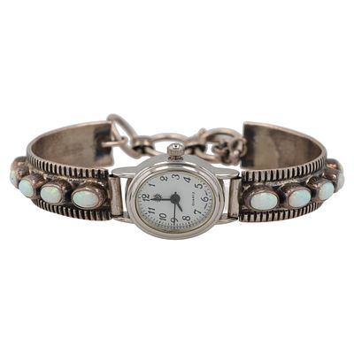 Lot 109 - Darrell Cadman Sterling Navajo Opal Toggle Clasp Watch ...