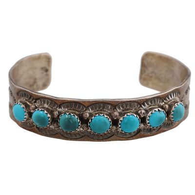 Lot 191 - Jerry Bahe Navajo Turquoise Sterling Cuff Bracelet | Retro ...