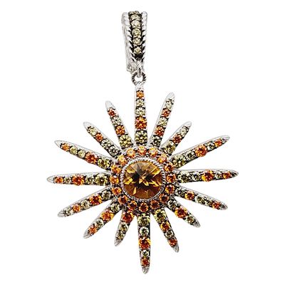 Lot 214 - Judith Ripka Sterling Citrine and Cubic Zirconia Sun Pendant ...