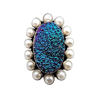 Lot 243 - Nicky Butler Sterling Druzy Pearl Ring Sz 7 | Retro Roadshow ...