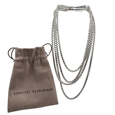 Lot 410 - David Yurman 14k Gold Sterling Long Box Chain Necklace ...